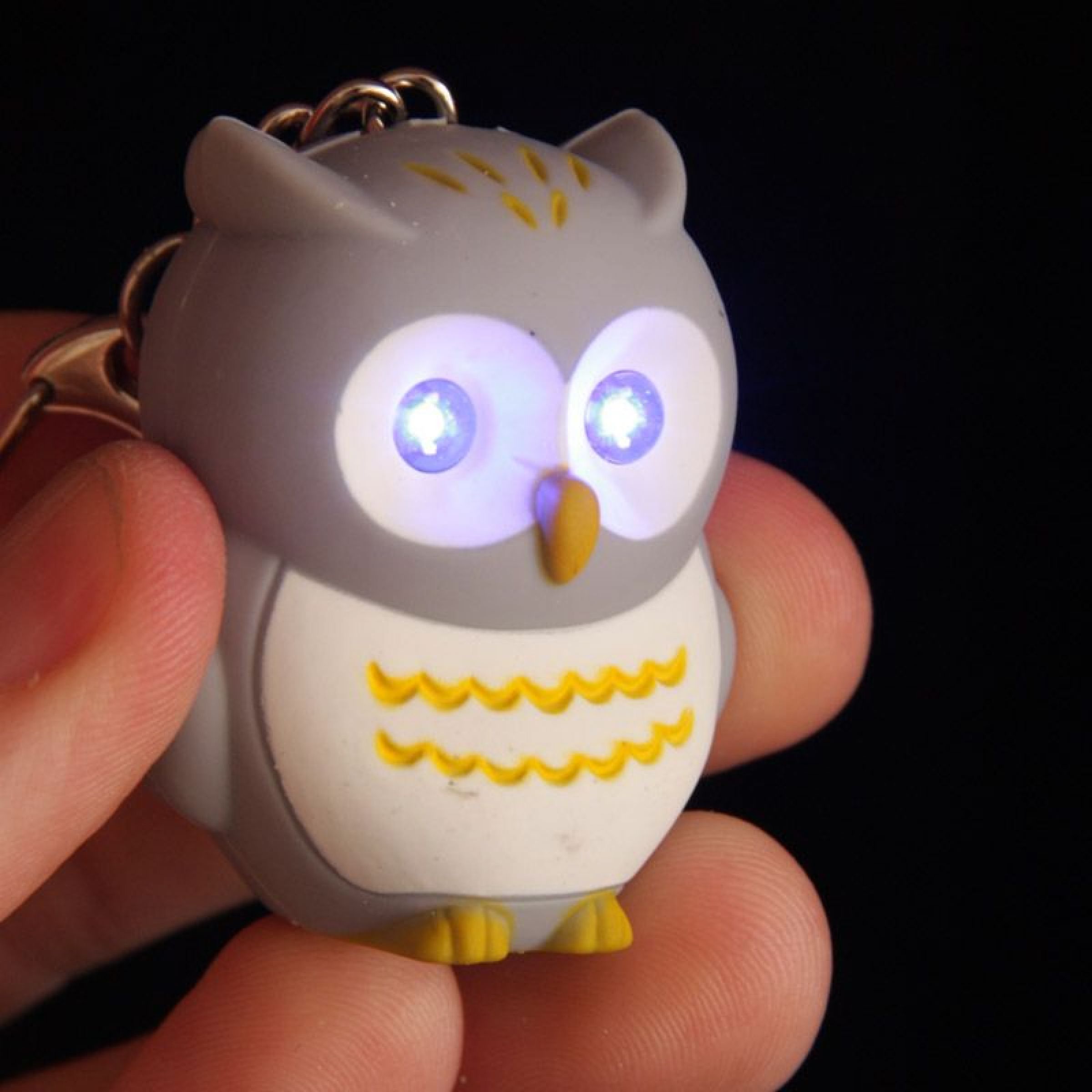 Puckator Hooting Owl Ugle Nøgleringslygte Med Lyd - Grå - Lommelygte